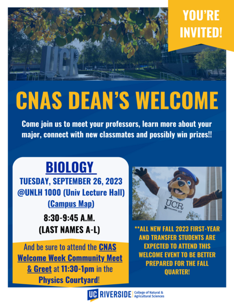 Dean's Welcome SAMPLE1 | CNAS Undergraduate Academic Advising Center